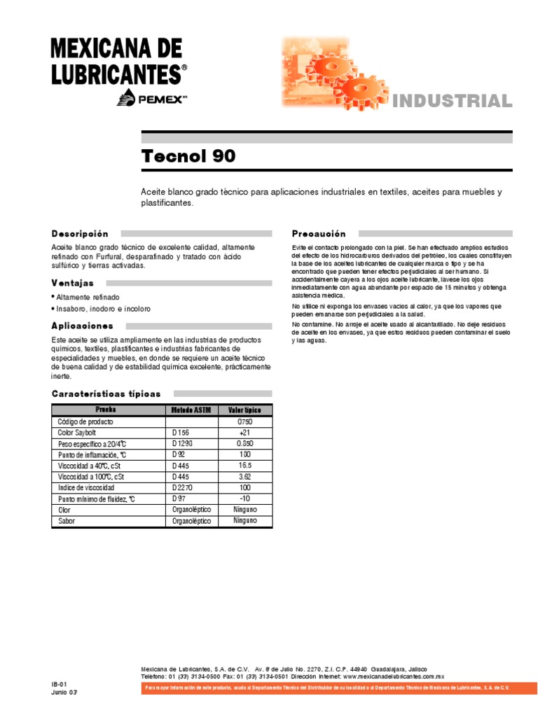 Tecnol 90 PDF | PDF | Petróleo | Lubricante