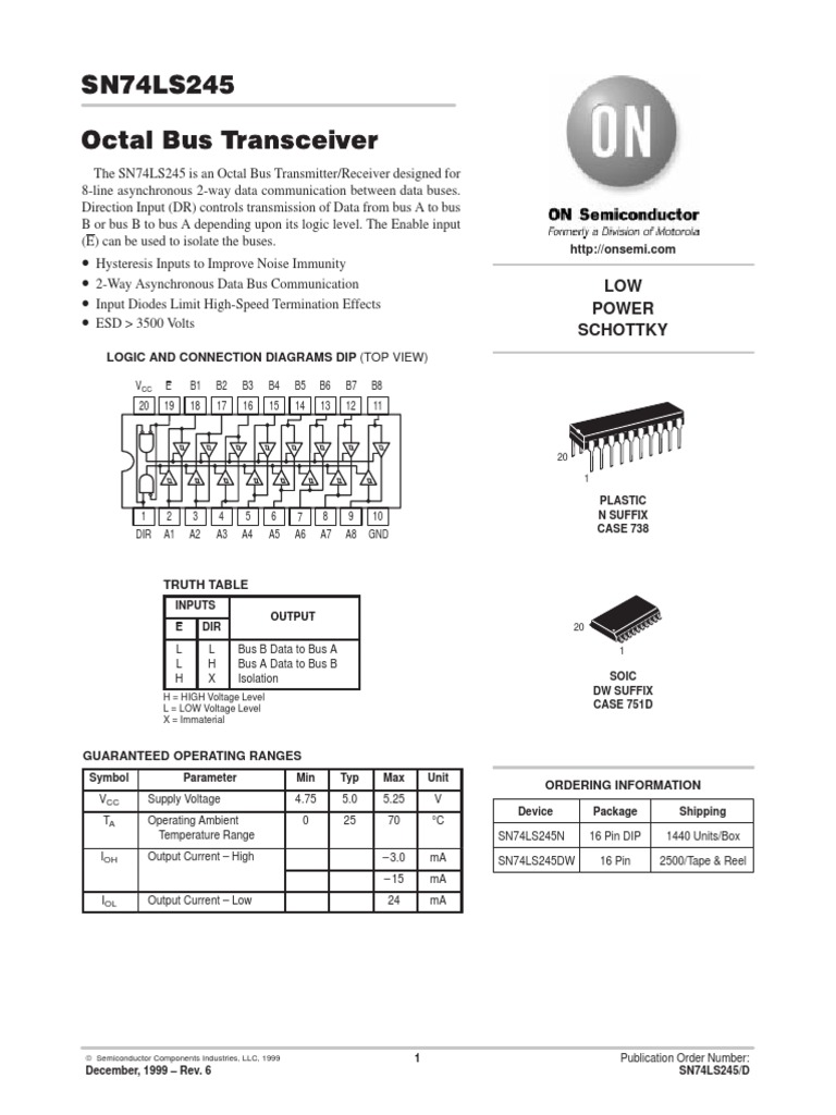 SN74LS245 Octal Bus Transceiver: LOW Power Schottky | PDF | Indemnity ...