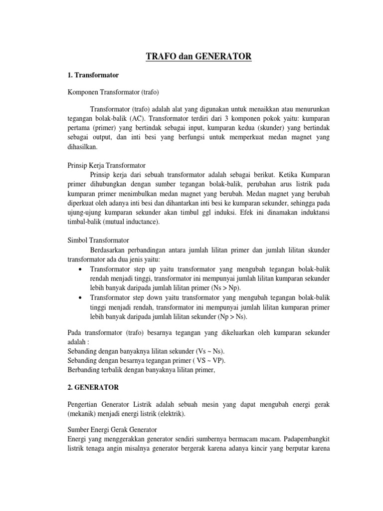 Trafo Dan Generator | PDF