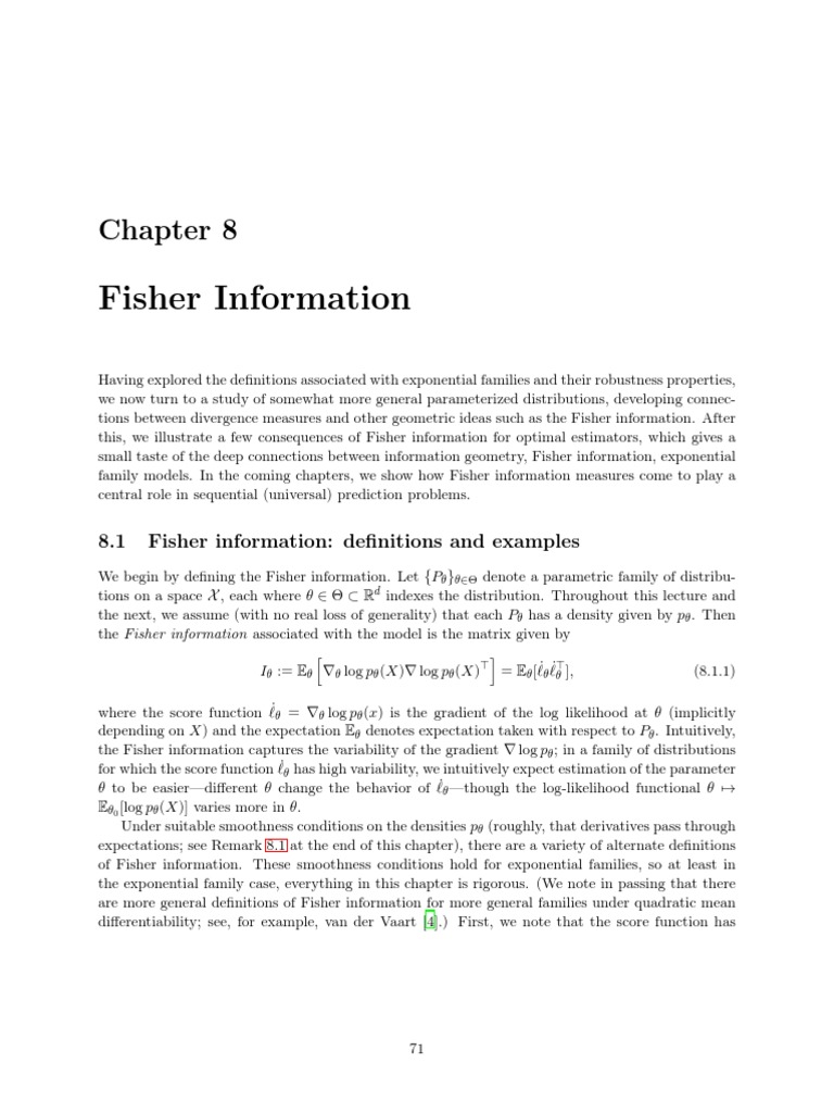 Stanford Statistical - Fisher Information | PDF | Bias Of An Estimator ...