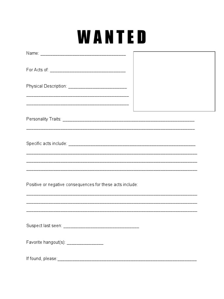 Wanted Poster Worksheet | PDF