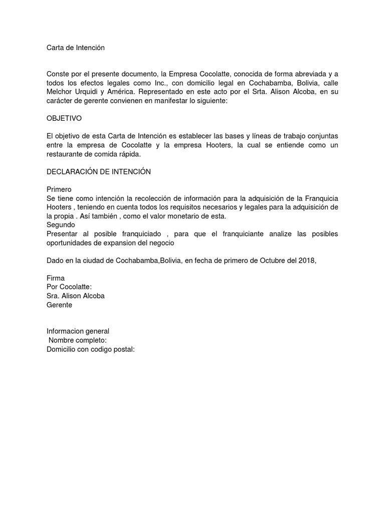 Carta de Intención | PDF