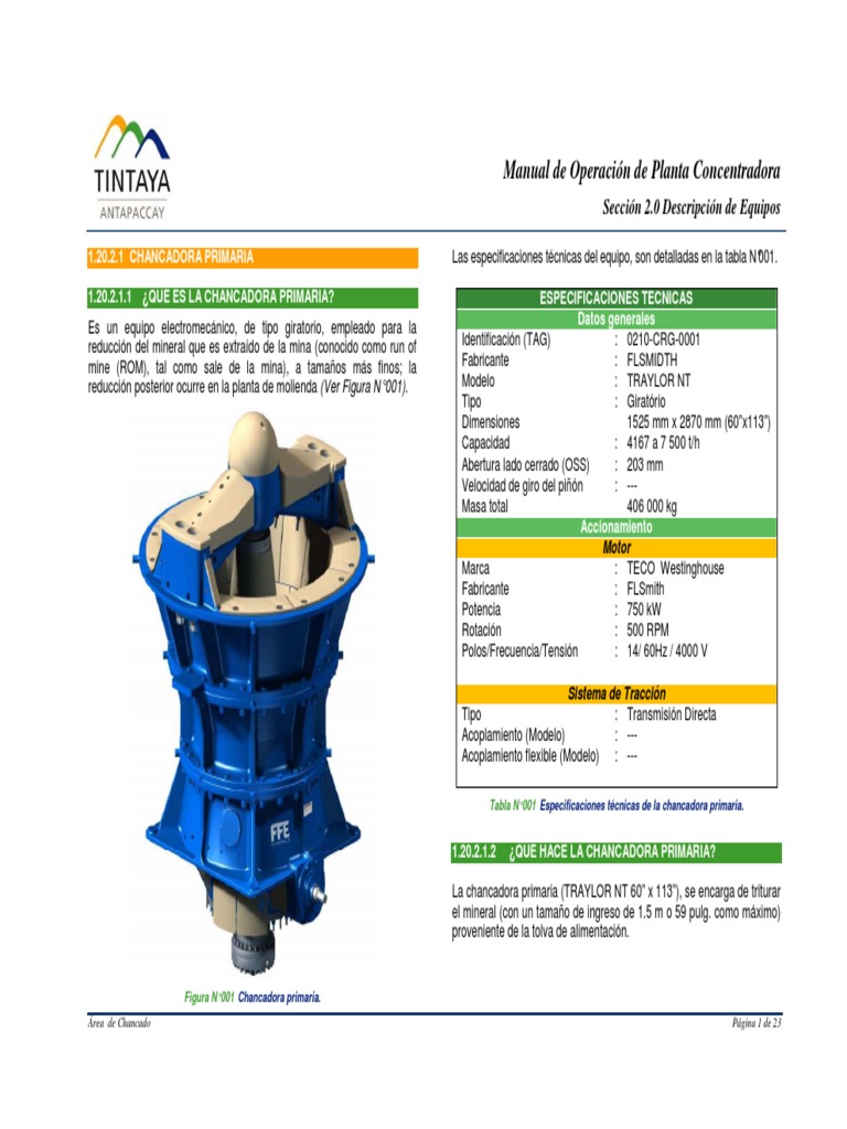 Descripción detallada de los componentes y operación de la chancadora ...