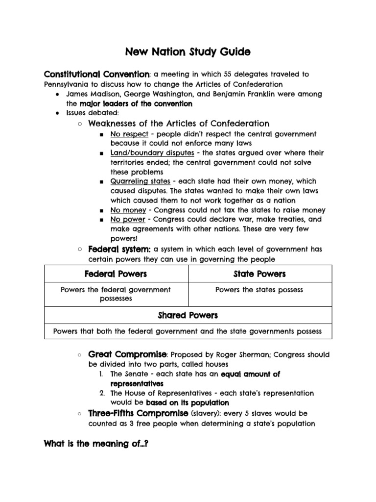 New Nation Study Guide | Download Free PDF | U.S. State | United States ...