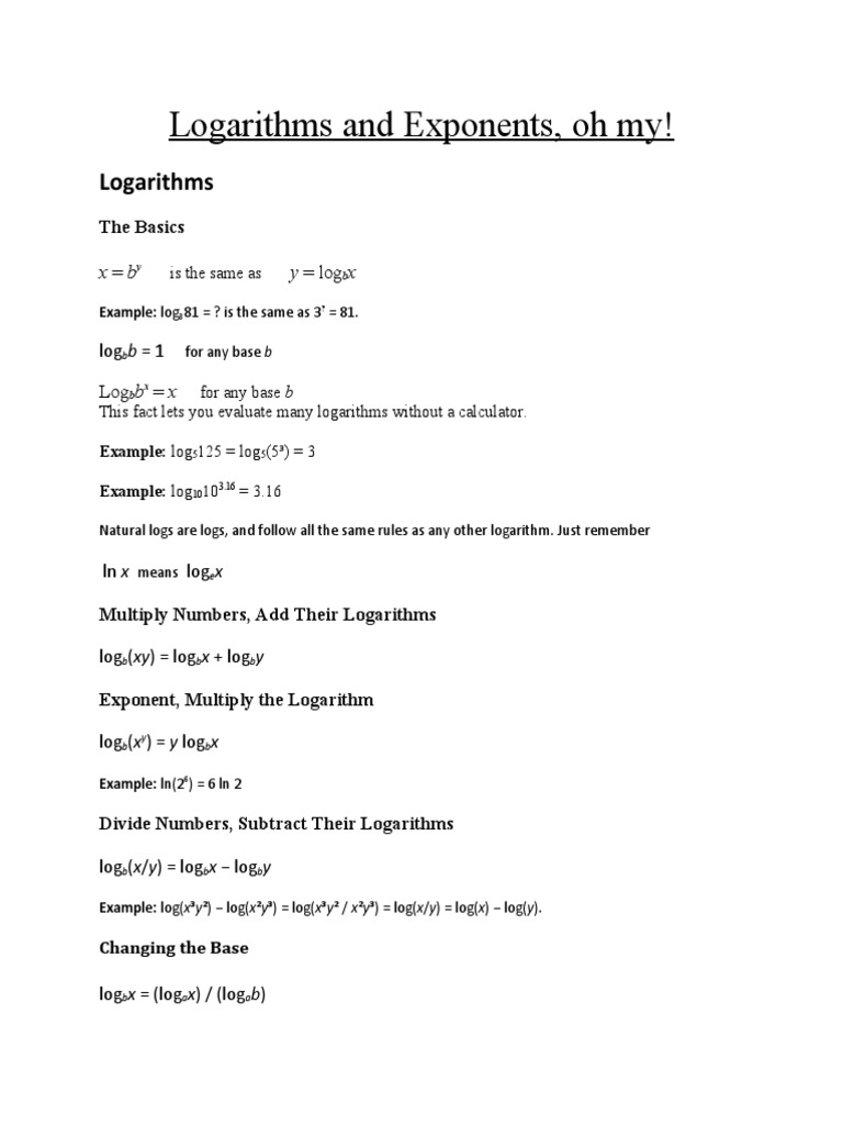 Logs and Exponents | PDF