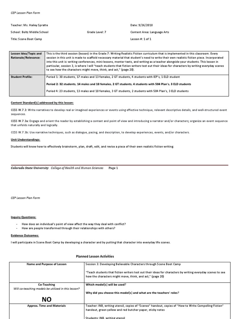 CEP Lesson Plan Form: Lesson Idea/Topic and Rationale/Relevance ...