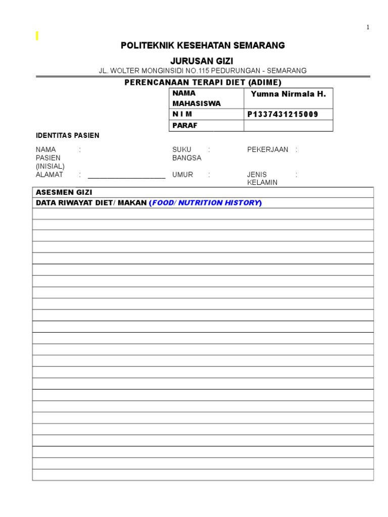 Form ADIME Kosong | PDF