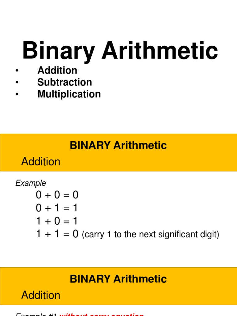 1 Binary Arithmetic Operations Pdf Subtraction Number Theory