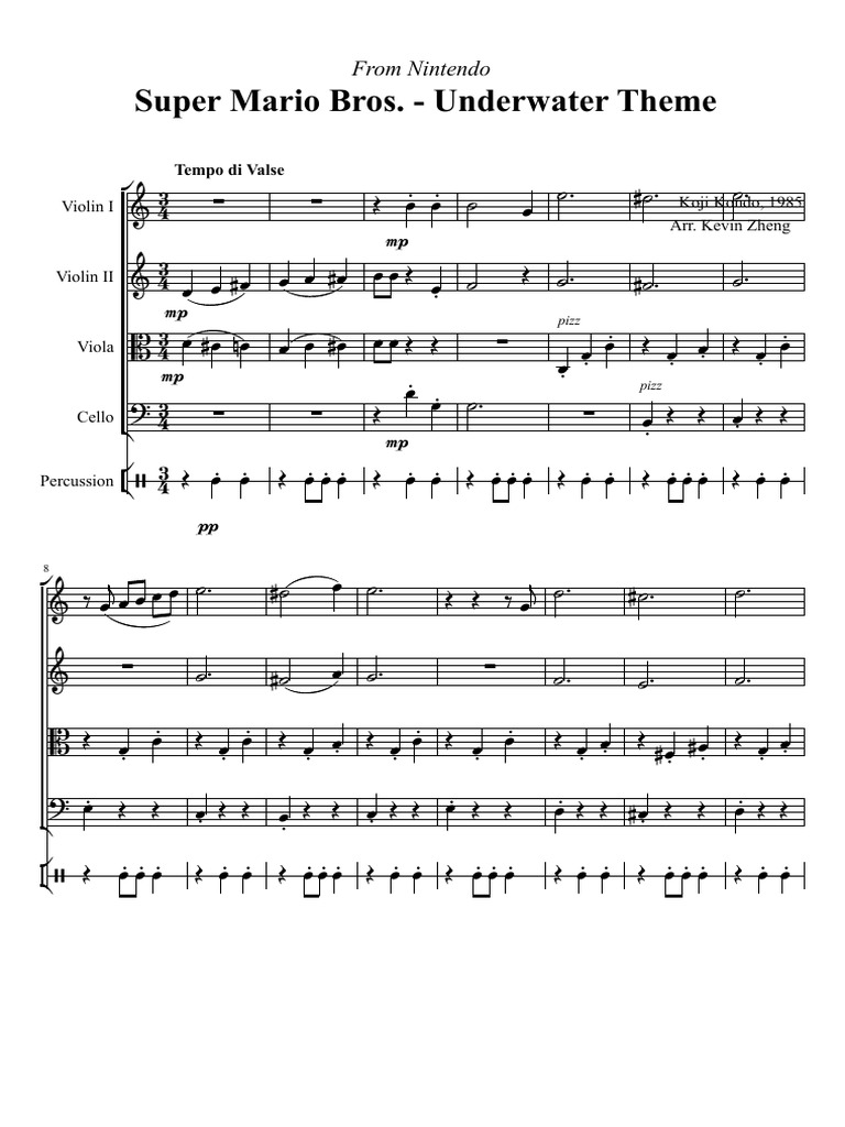 Super Mario Bros. - Underwater Theme | PDF | Nintendo Games | Nintendo ...