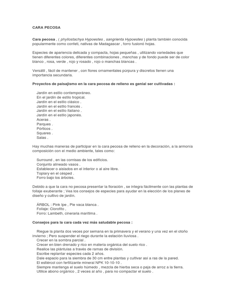 Cara Pecosa | PDF | Fertilizante | Hoja