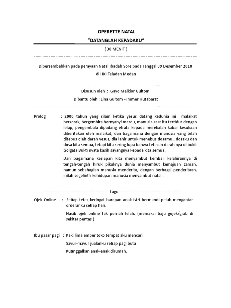 Operet Natal HKI Teladan | PDF