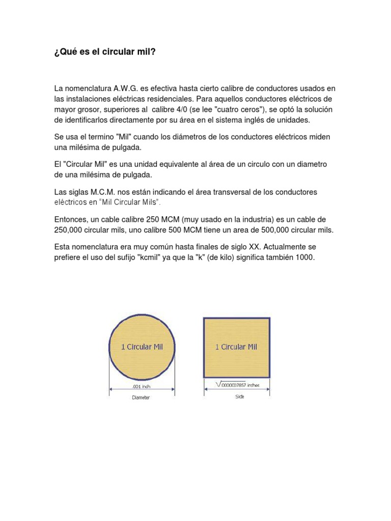 Circular Mil Convert Irm MCM | PDF | Ciencia y matemáticas