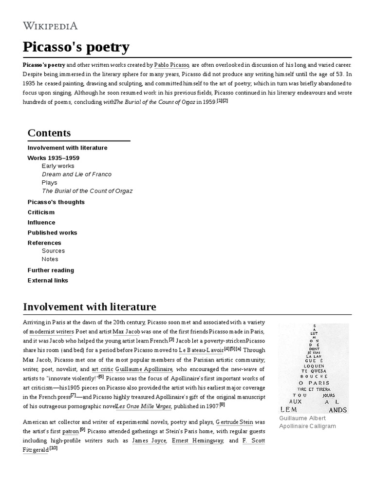 Picasso's Poetry | PDF | Gertrude Stein | Pablo Picasso