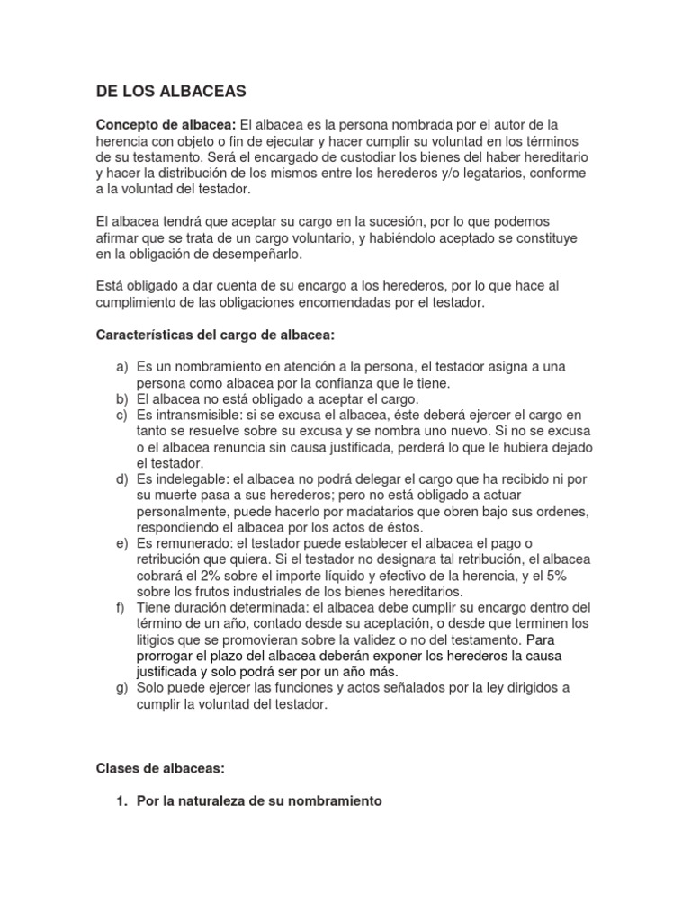 ALBACEA | PDF | Herencia | Voluntad y testamento