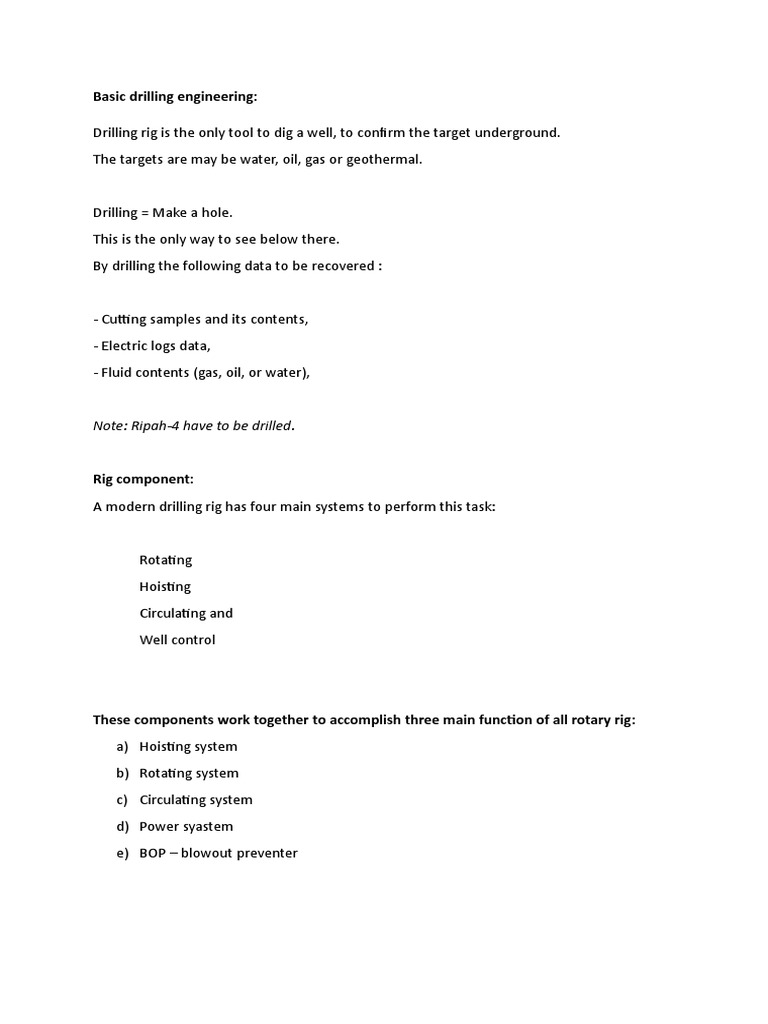 Rig Component | PDF | Drilling Rig | Civil Engineering