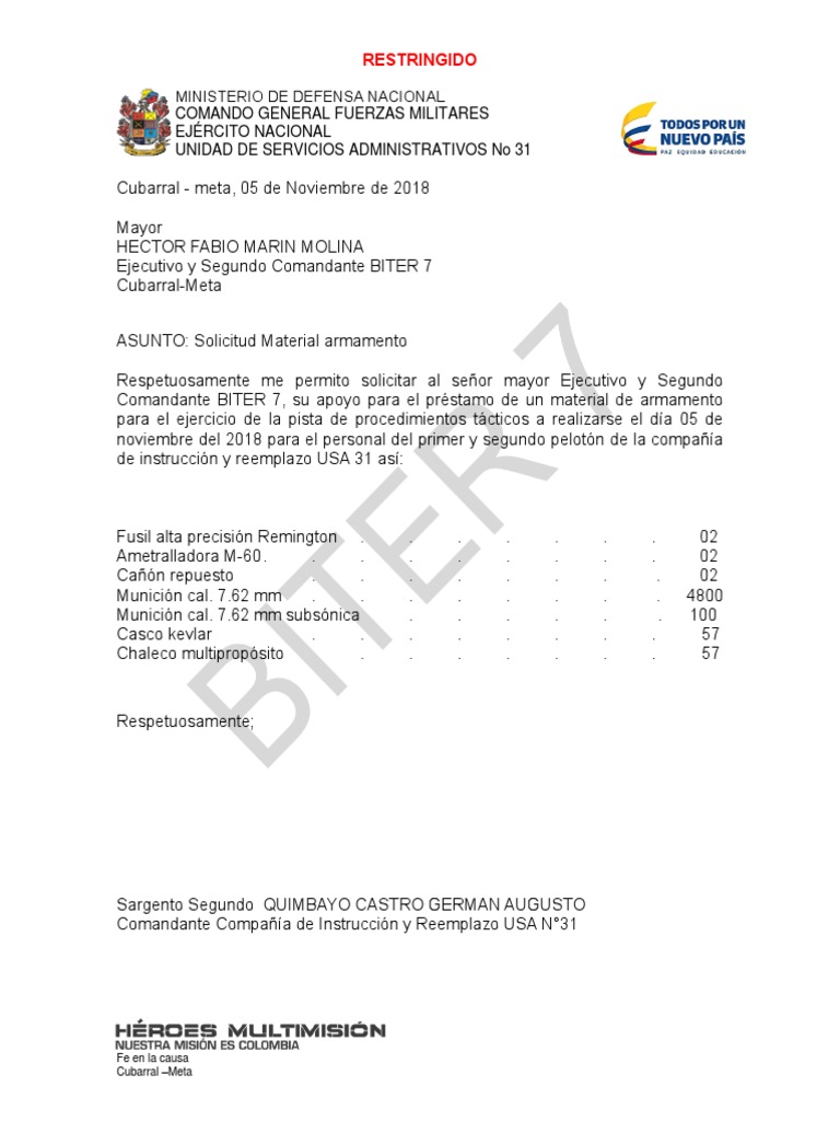 Solicitud Ppto Usa 31 | PDF | Sargento | Militar