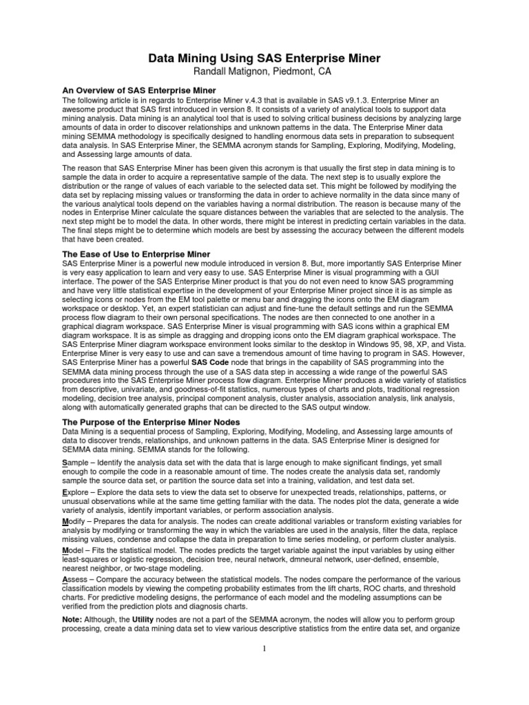 Overview of SAS EM | PDF