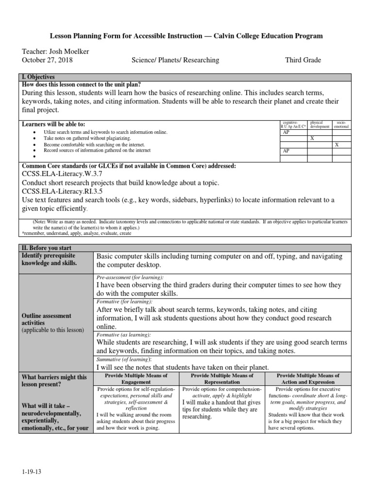 Montessori Lesson Plan 2 | PDF | Learning | Teaching