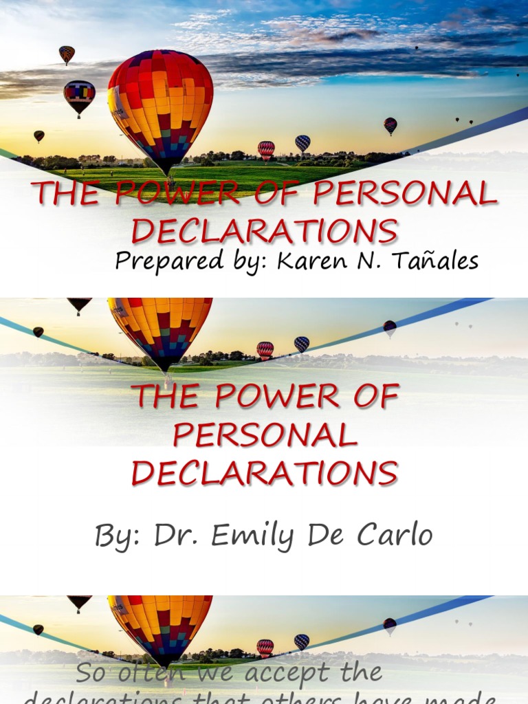 The Power of Personal Declarations: Prepared By: Karen N. Tañales | PDF ...