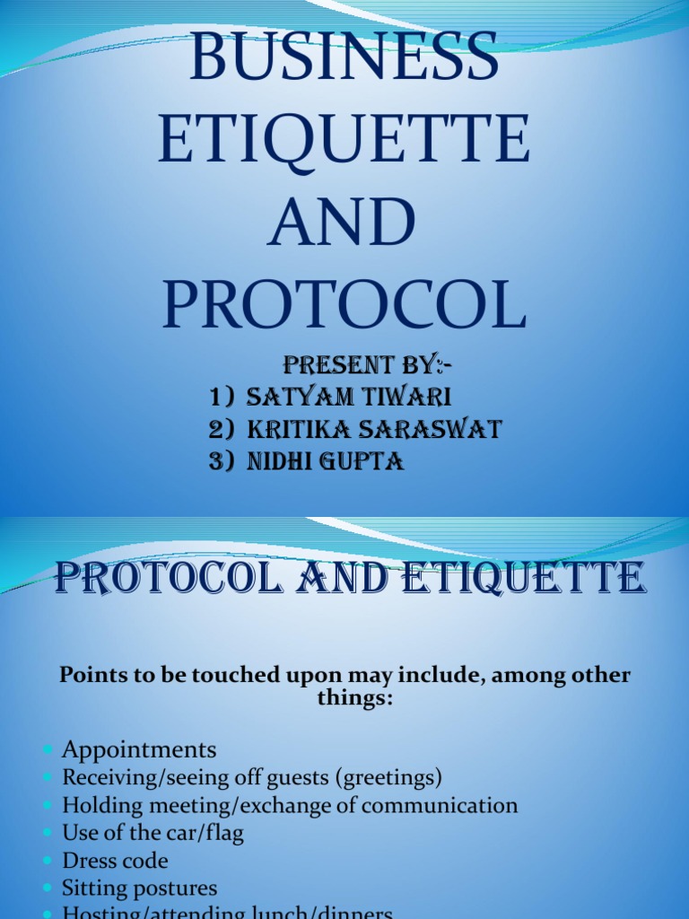 Business Etiquette & Protocol Guide | PDF | Suit (Clothing) | Lunch