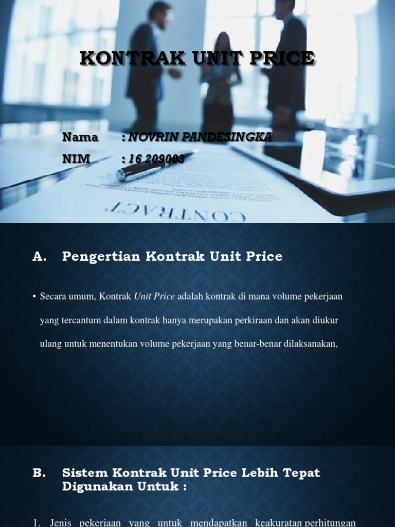 Kontrak Unit Price Presentasi | PDF