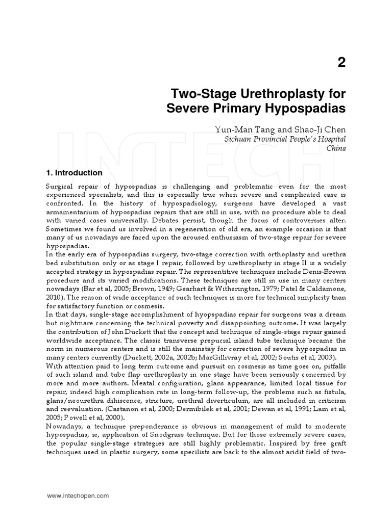 Two-Stage Urethroplasty For Severe Primary Hypospadia | Download Free ...