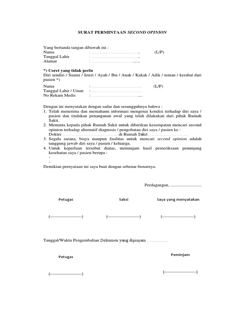 Formulir Surat Permintaan Second Opinion | PDF