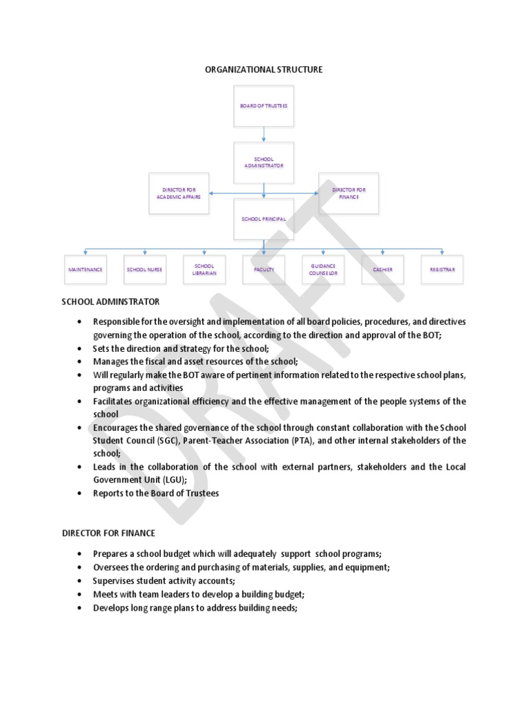 Organizational Structure | PDF | Board Of Directors | Teachers