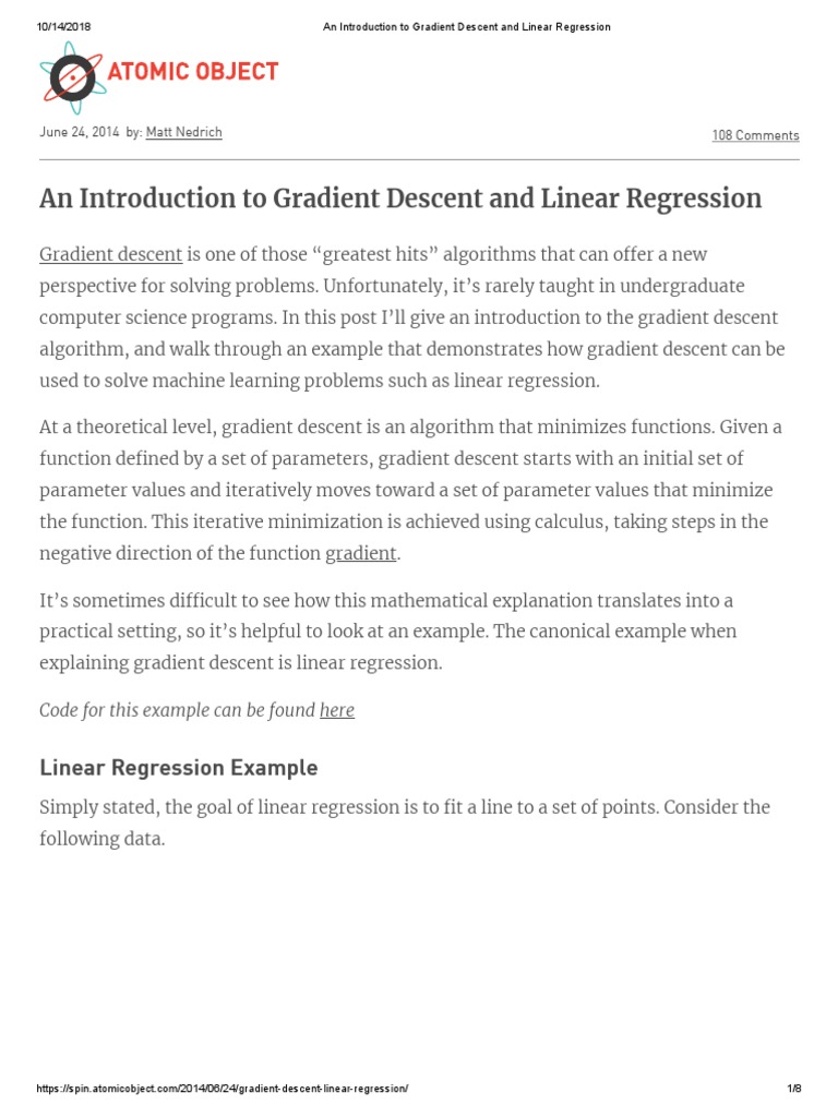 Gradient Descent Linear Regression | PDF | Regression Analysis | Linear Regression