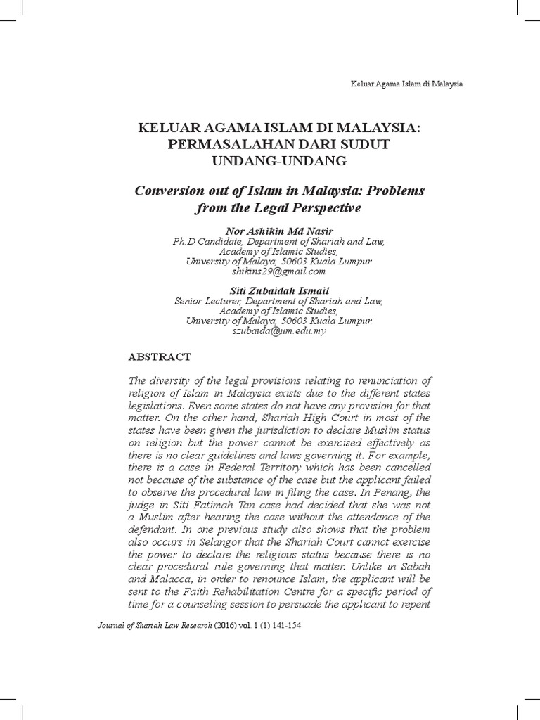 Conversion from Islam in Malaysia | PDF | Law