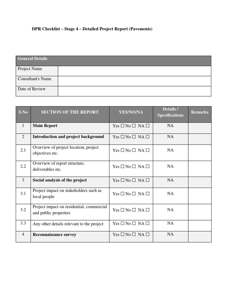 MoRTH - DPR Checklist | PDF | Emergency Management | Geotechnical ...