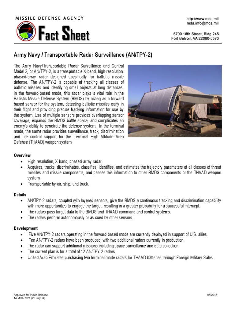 An Overview of the AN/TPY-2 Transportable Radar Surveillance System and ...