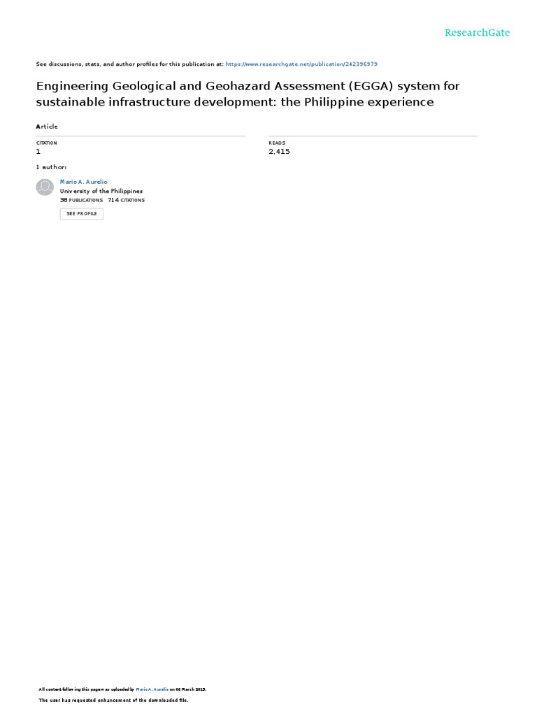 Engineering Geological and Geohazard Assessment EG | PDF | Earthquakes ...