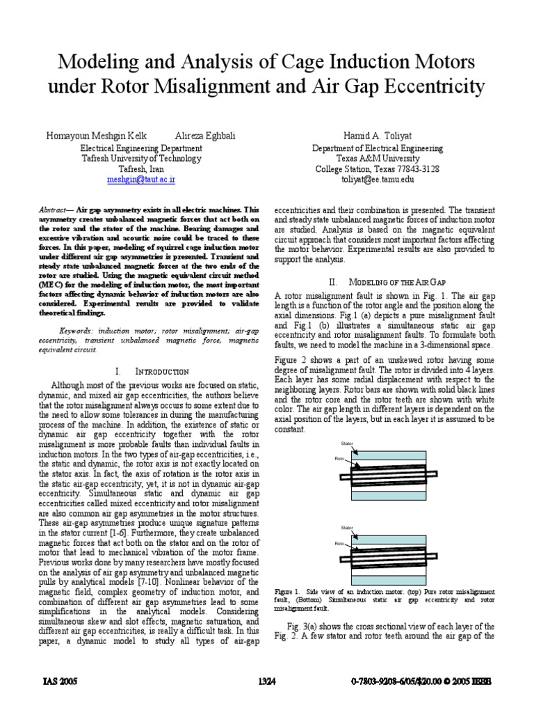 Modeling and Analysis of Cage Induction Motors Under Rotor Misalignment ...