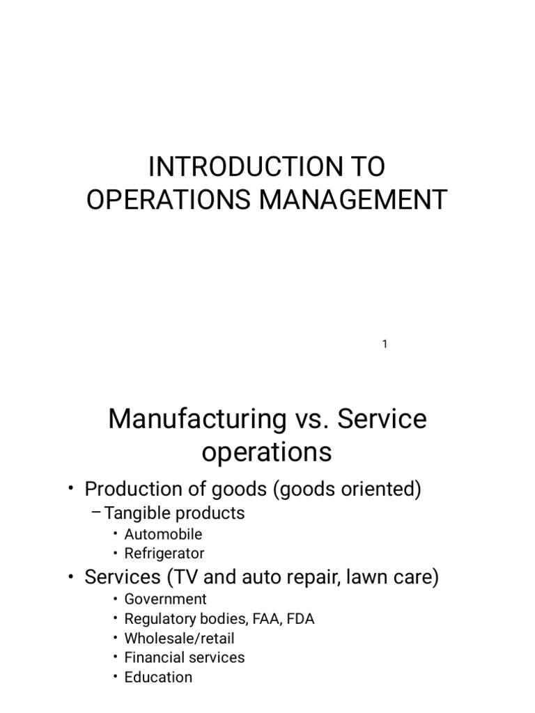 Introduction To Operations Management | PDF | Operations Management ...