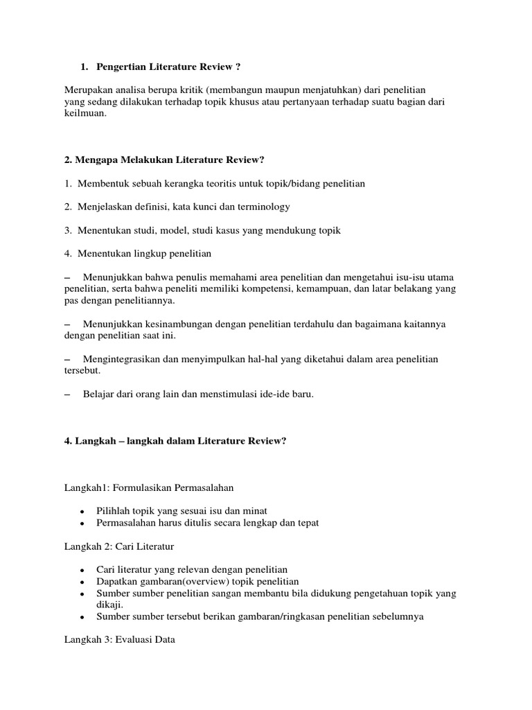 Pengertian Literature Review | PDF