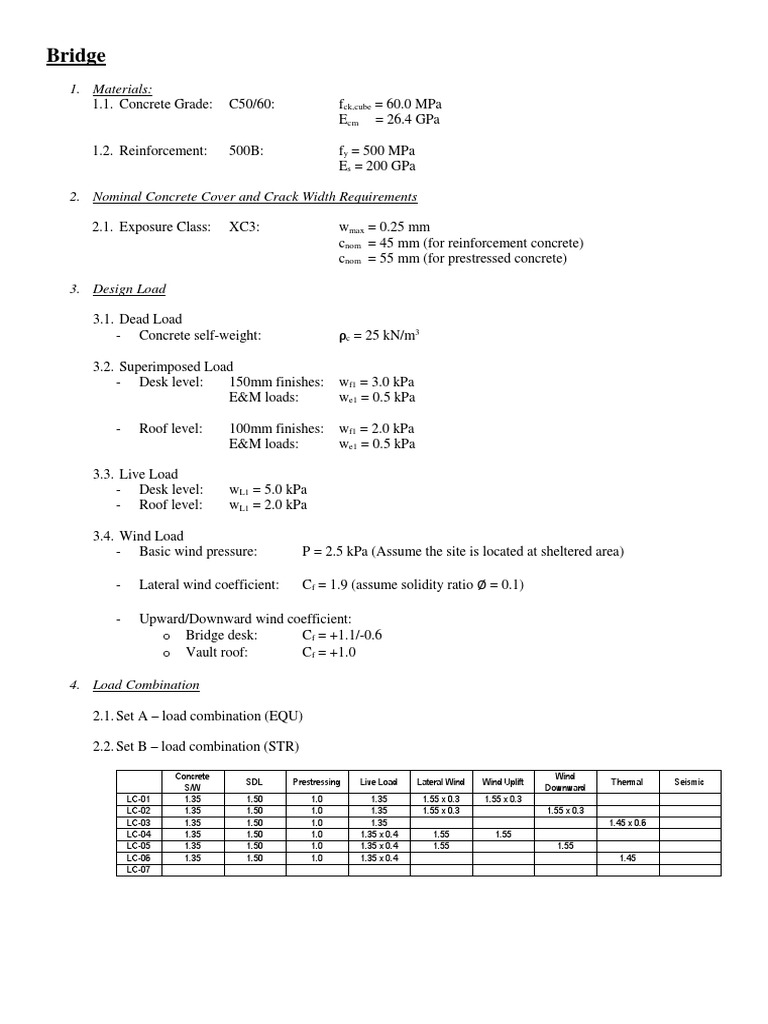 Bridge Design Data | PDF | Concrete | Architectural Elements