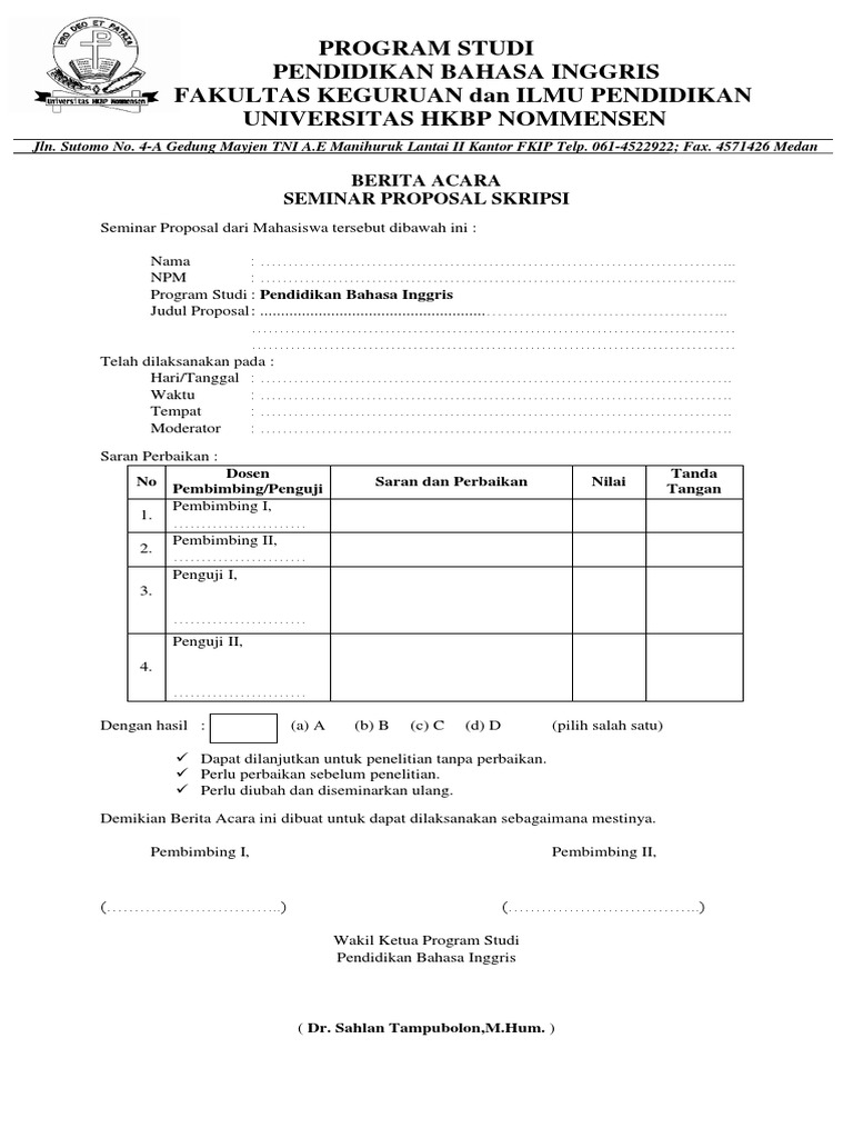 Berita Acara Sempro | PDF