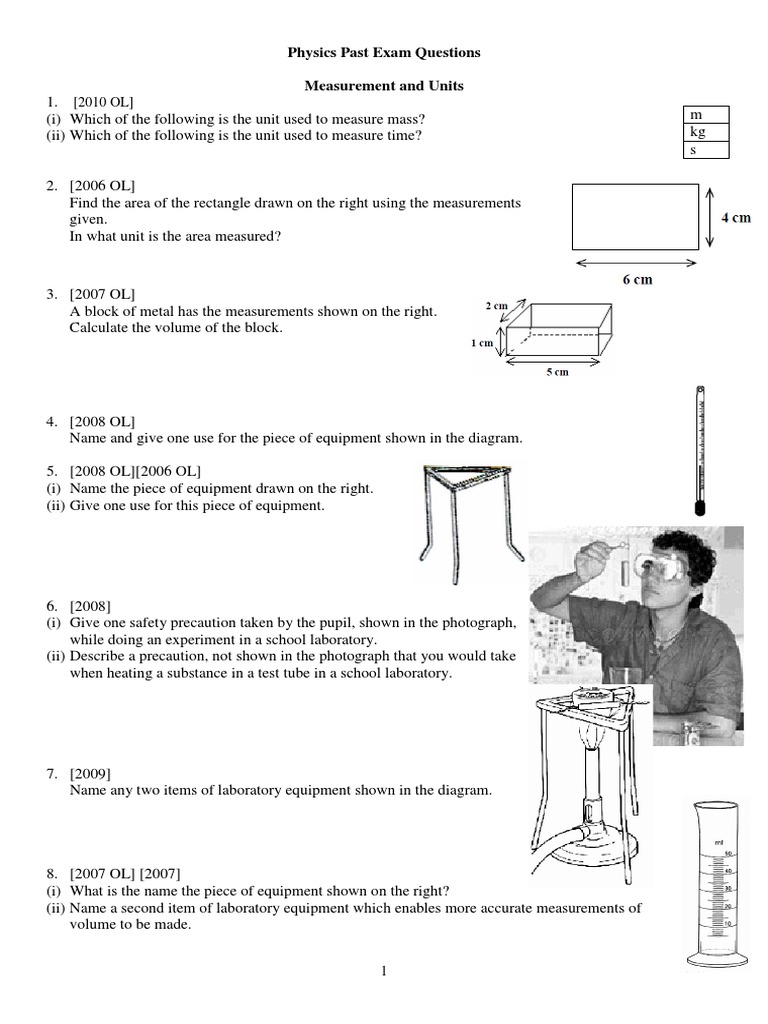 Junior Cert Physics Revision Past Exam Questions by Topic PDF | PDF ...