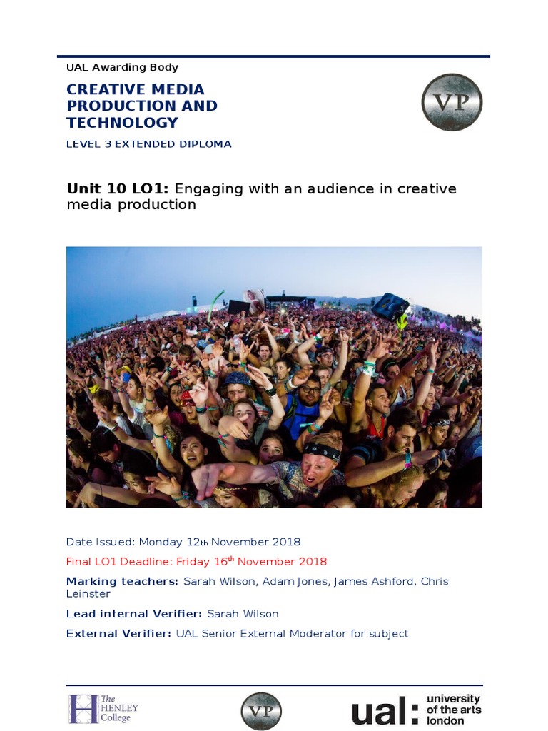 Creative Media Production and Technology: Unit 10 LO1: Engaging With An ...
