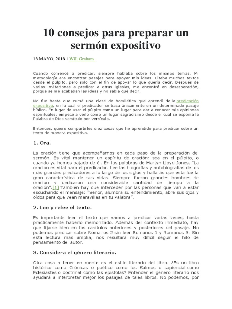 10 Consejos Para Preparar Un Sermón Expositivo