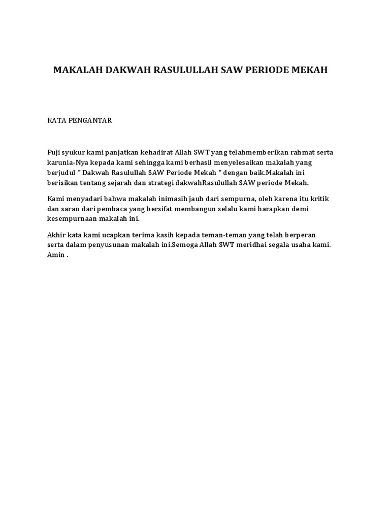 Makalah Dakwah Rasulullah Saw Periode Mekah | PDF