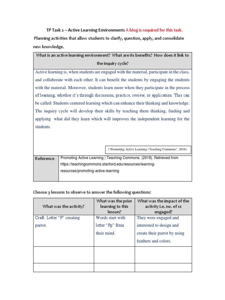 Task 2 | PDF | Teachers | Learning