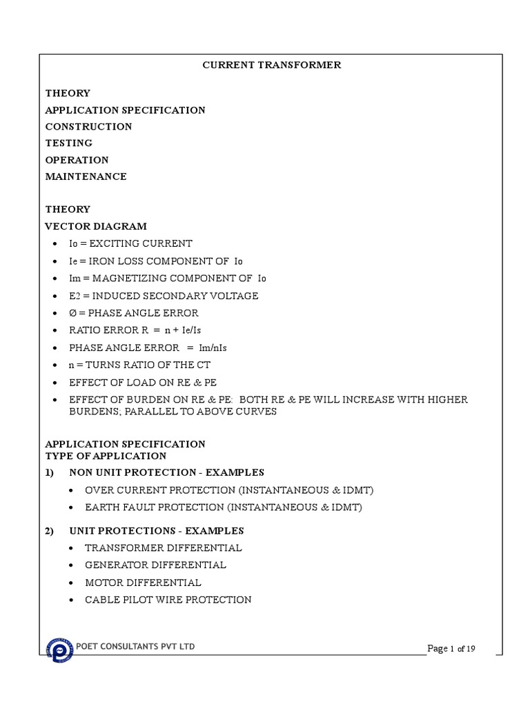 Current Transformer Pdf Transformer Electrical Engineering