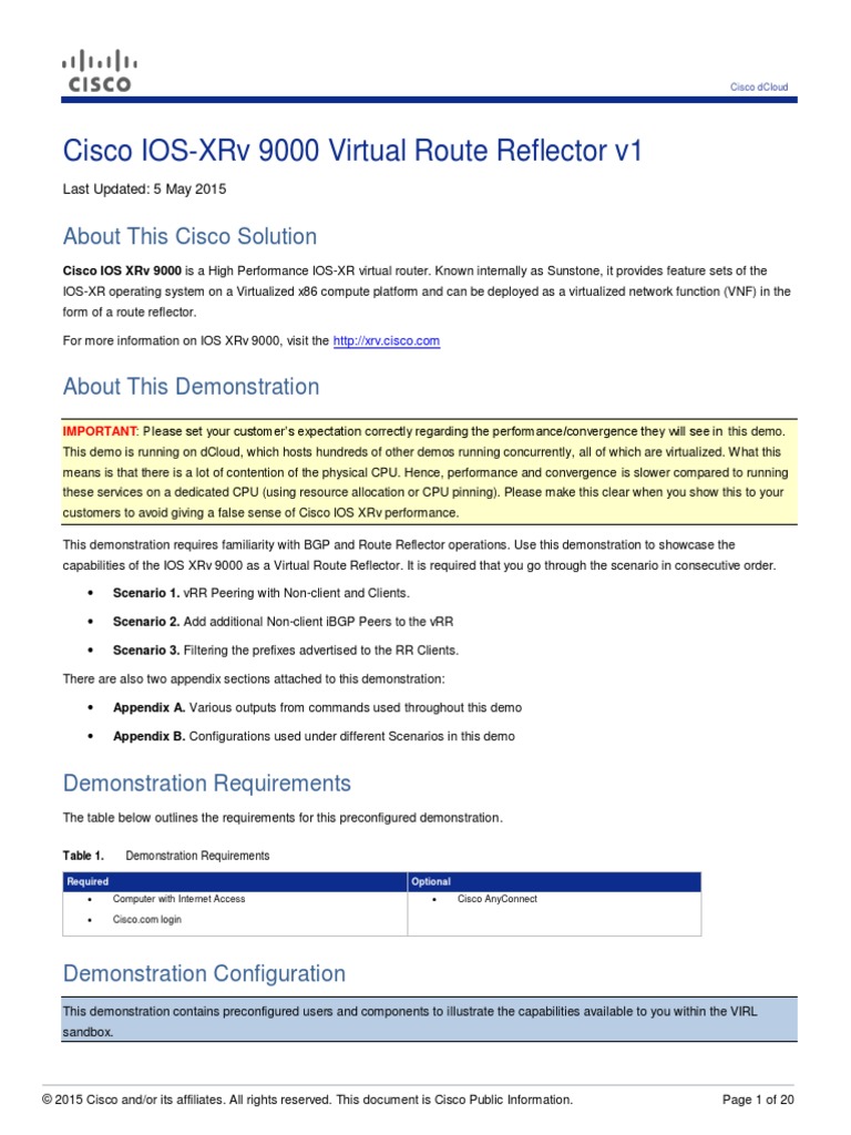 IOS-XRv 9000 VRR v1 | PDF | Router (Computing) | Remote Desktop Services