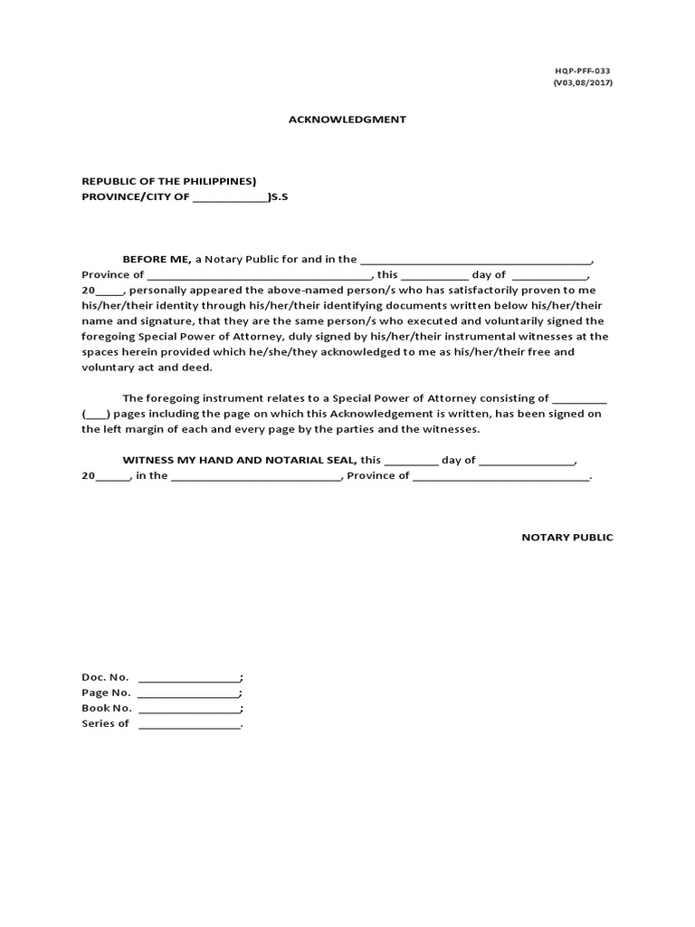 Acknowledgment: HQP-PFF-033 (V03,08/2017) | PDF