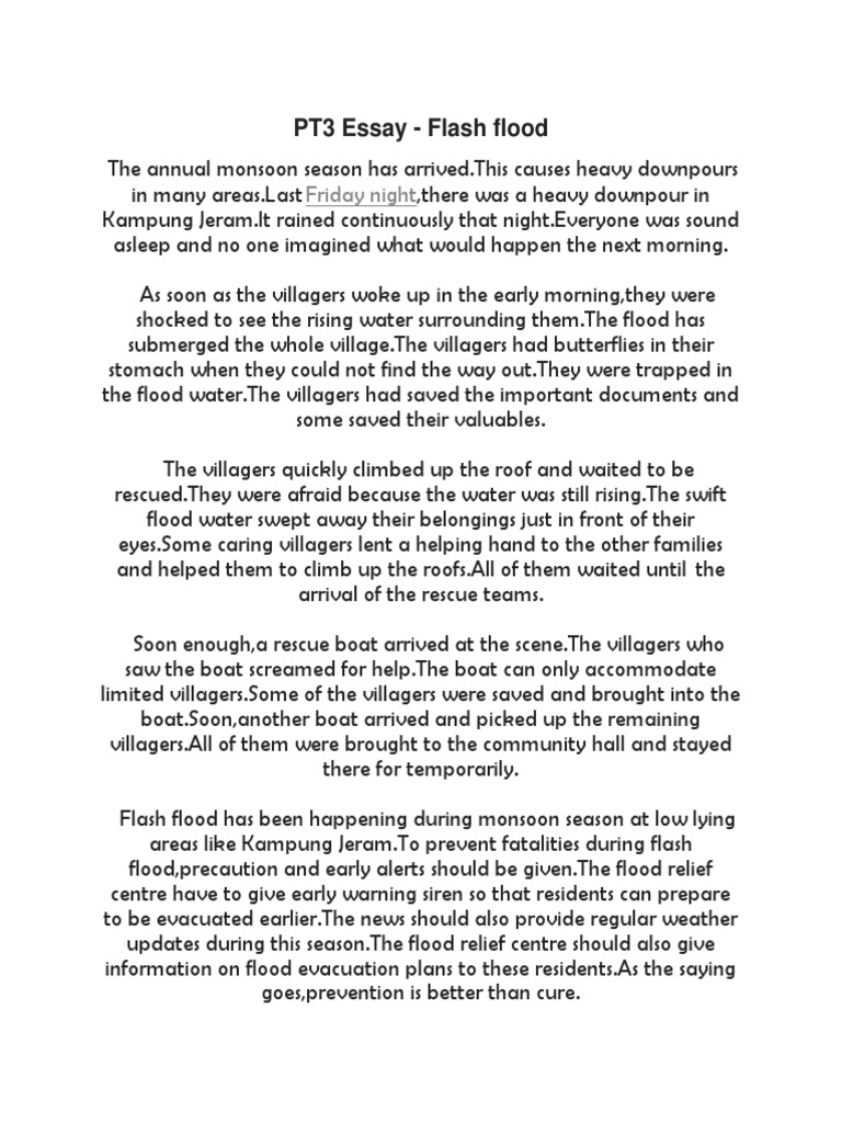 PT3 Essay - Flash Flood: Friday Night | PDF