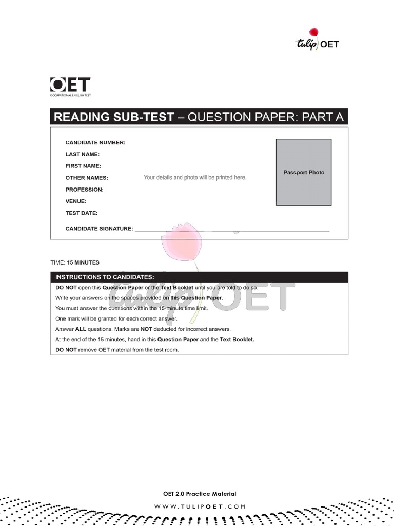 Oet Practice 2.0 PDF | PDF | Medical Specialties | Clinical Medicine