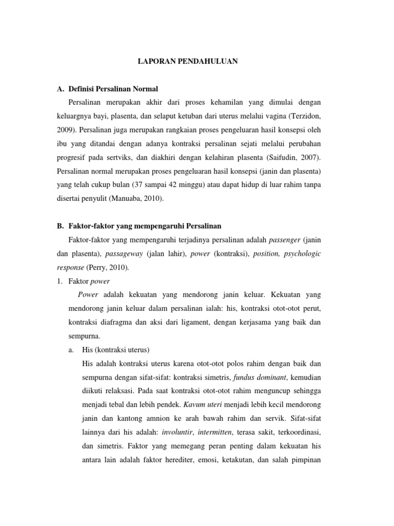 Pathway Persalinan Normal | PDF