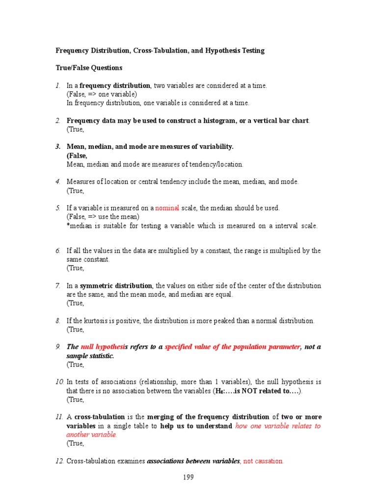 Frequency Distribution Cross Tabulation And Hypothesis Testing Pdf Statistical Hypothesis